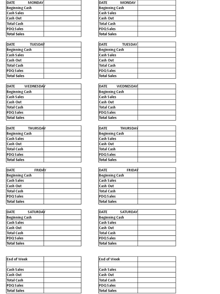 Cash Sheets | PDF