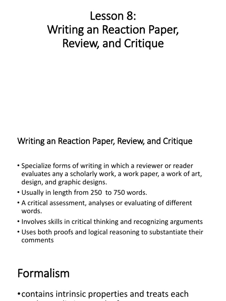 Lesson 8 Writing Reaction Paper | PDF