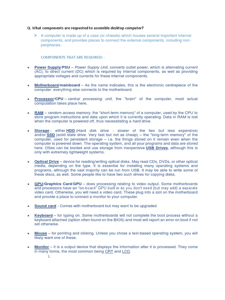 Components of Assembling PC | PDF | Random Access Memory | Computer Data Storage