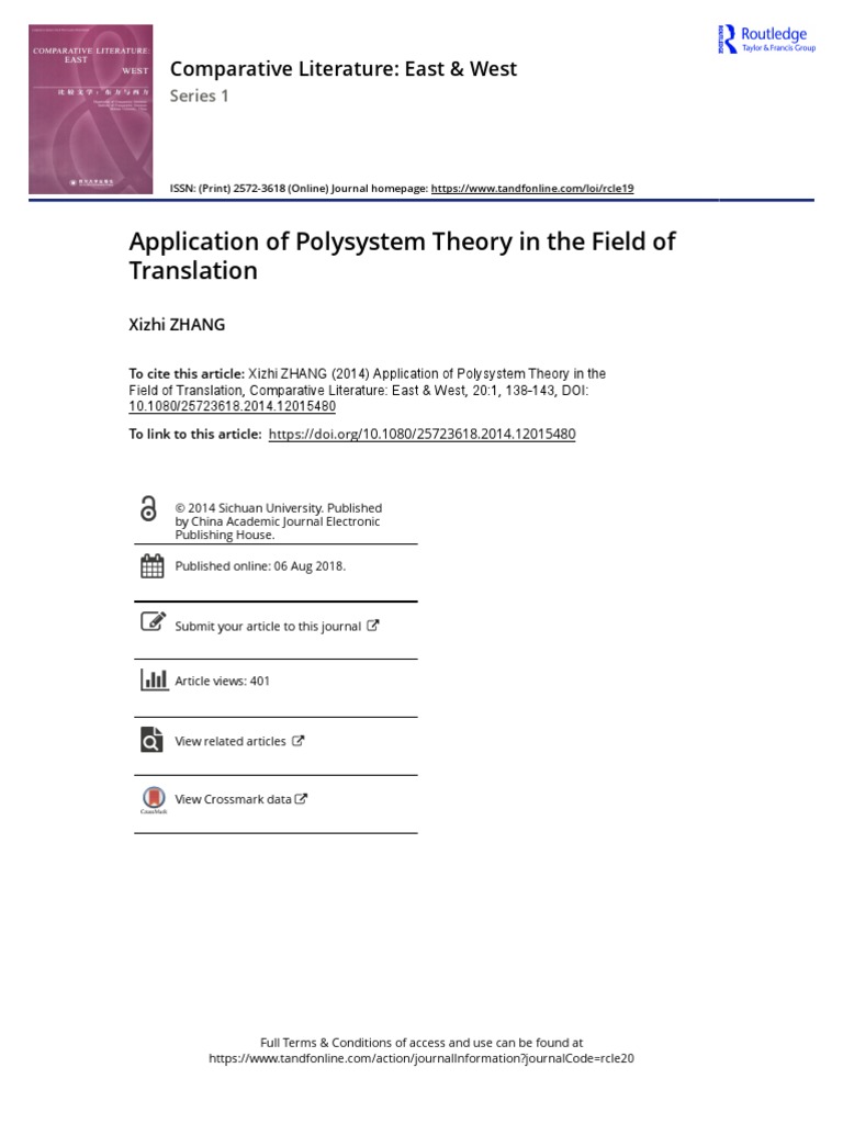 Application of Polysystem Theory in The Field of Translation | PDF ...