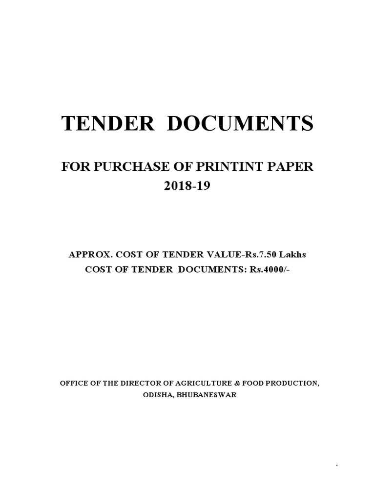Odisha Printing Paper Tender 2018-19 | PDF | Guarantee | Specification ...