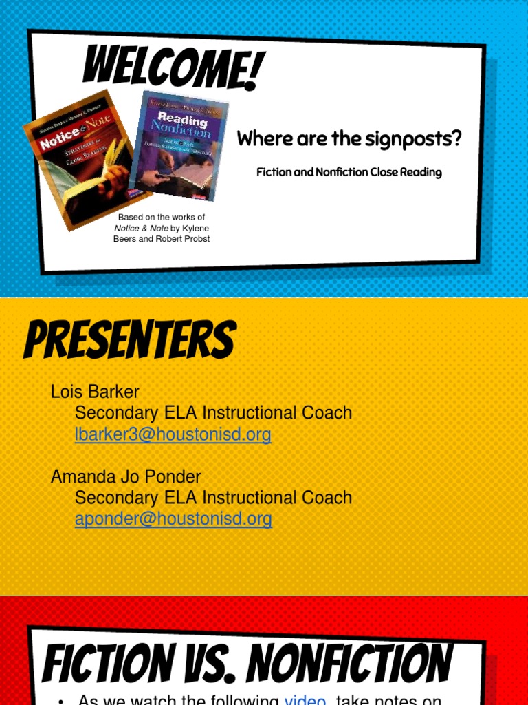 Where Are The Signposts?: Fiction and Nonfiction Close Reading | PDF ...