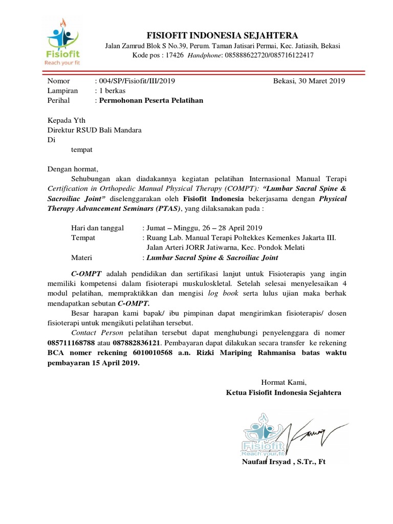 Surat Permohonan Peserta | PDF | Karier & Perkembangan | Pengembangan Diri