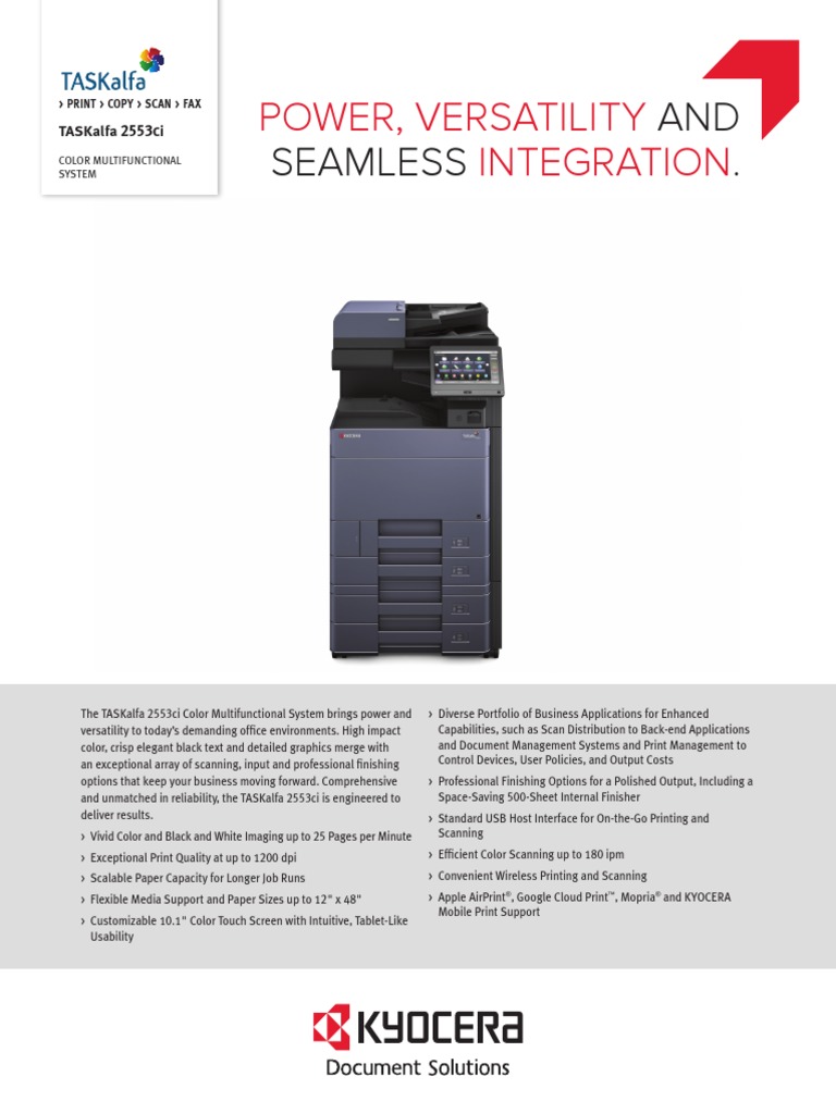 TASKalfa 2553ci Spec Sheet | PDF | Fax | Image Scanner