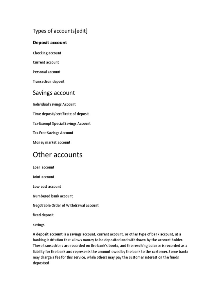 Types of Account | PDF | Time Deposit | Deposit Account