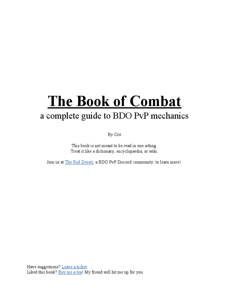 The Book Of Combat A Complete Guide To Bdo Pvp Mechanics Pdf Leisure