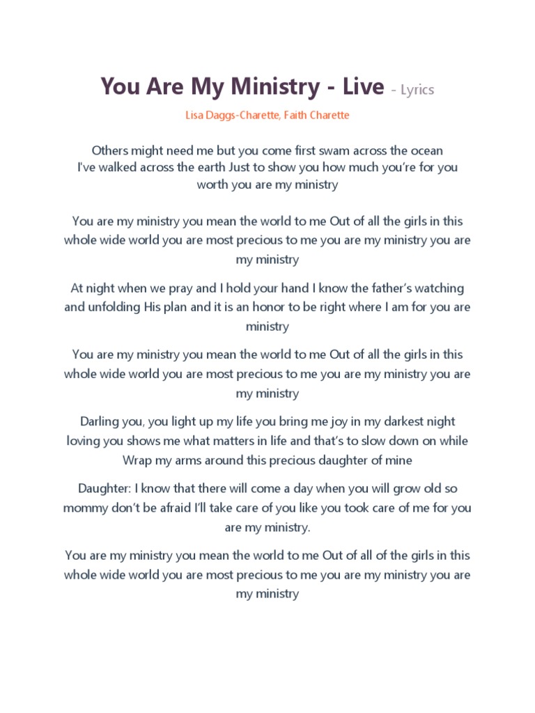 You Are My Ministry - Live: - Lyrics | PDF | Religion & Spirituality ...