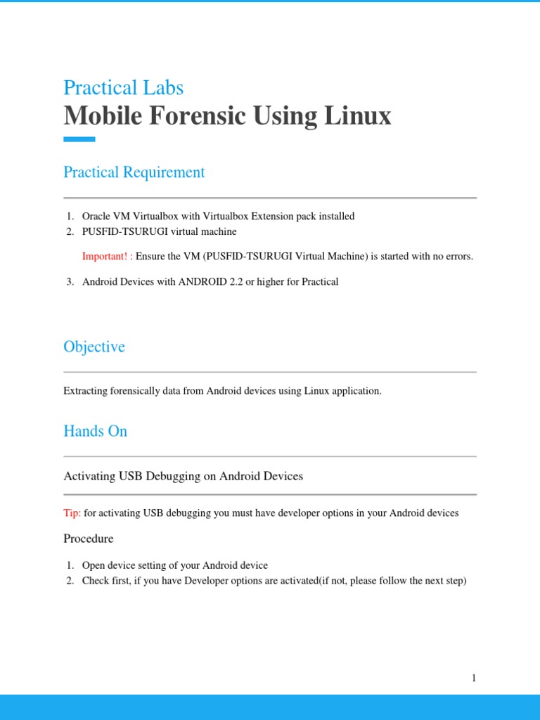 Linux Mobile Forensic Labs | PDF | Android (Operating System) | Linux