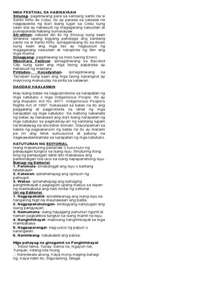 Mga Festival Sa Kabisayaan | PDF