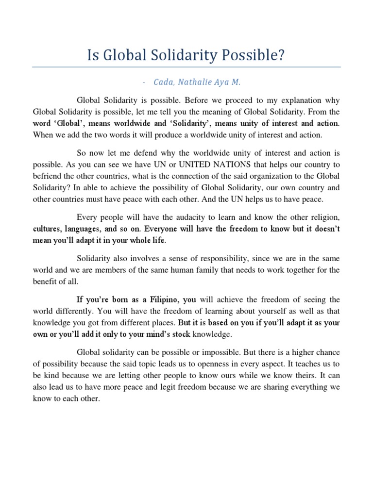 Is Global Solidarity Possible | PDF