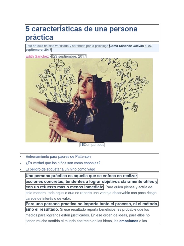 Cinco características de una persona práctica | PDF | Inteligencia ...