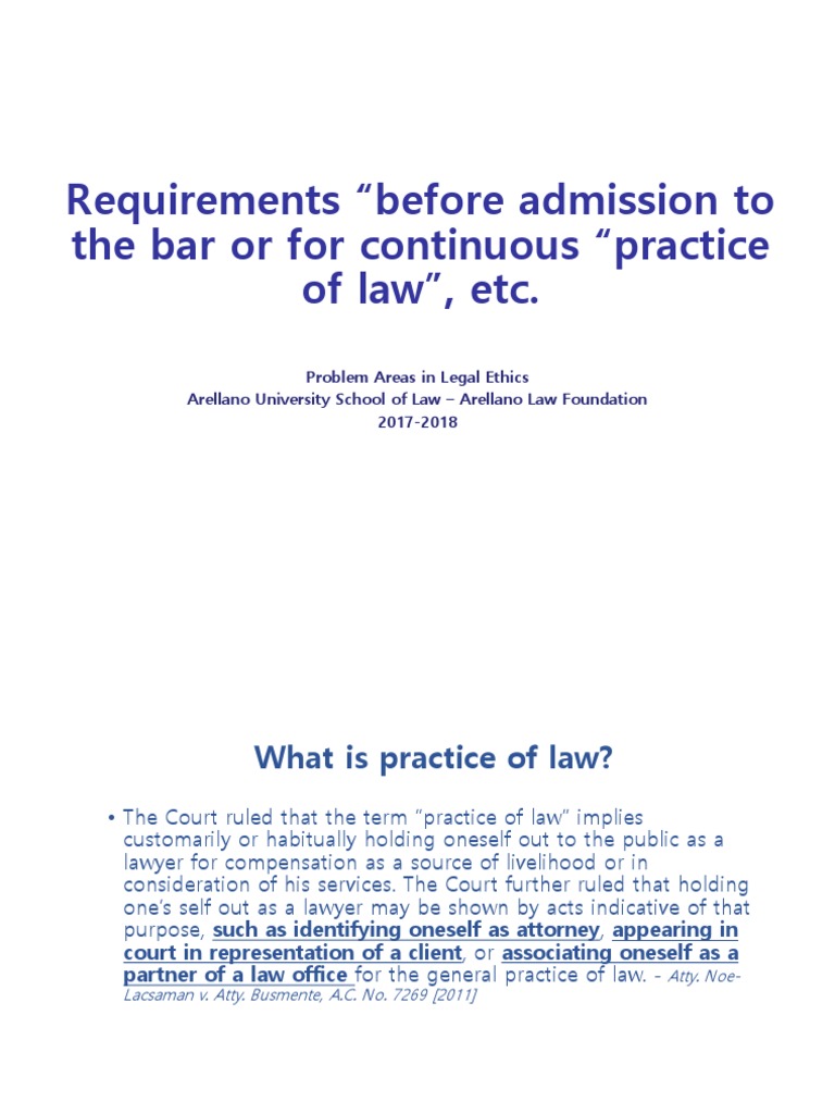Requirements For Practice of Law 1 | PDF | Practice Of Law | Lawyer