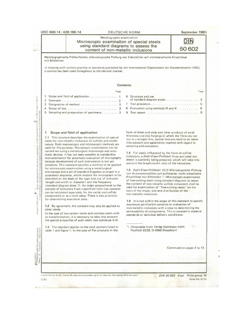 DIN 50602-1985-English PDF | PDF
