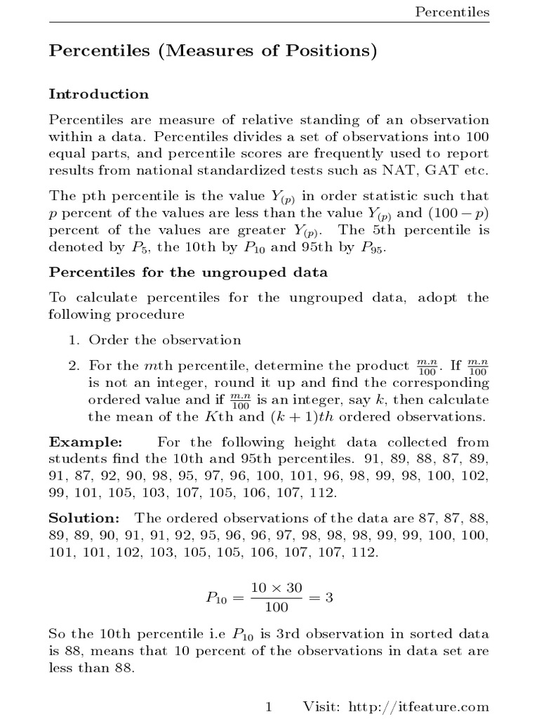 Percentiles (Measures of Positions) | PDF | Percentile | Quantile