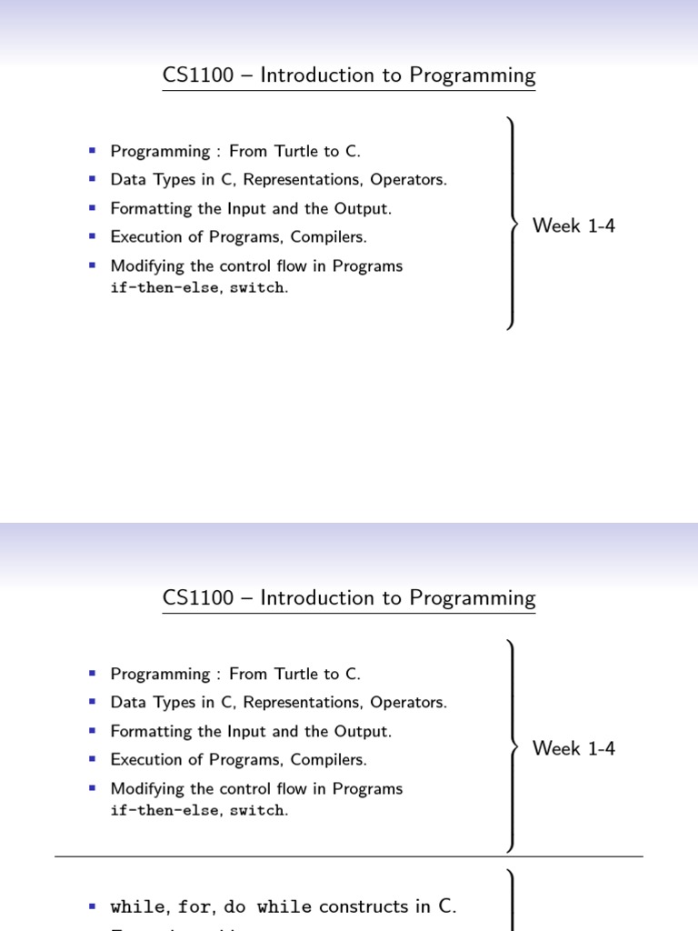 Cs1100 Introduction To Programming Pdf Control Flow Programming Language