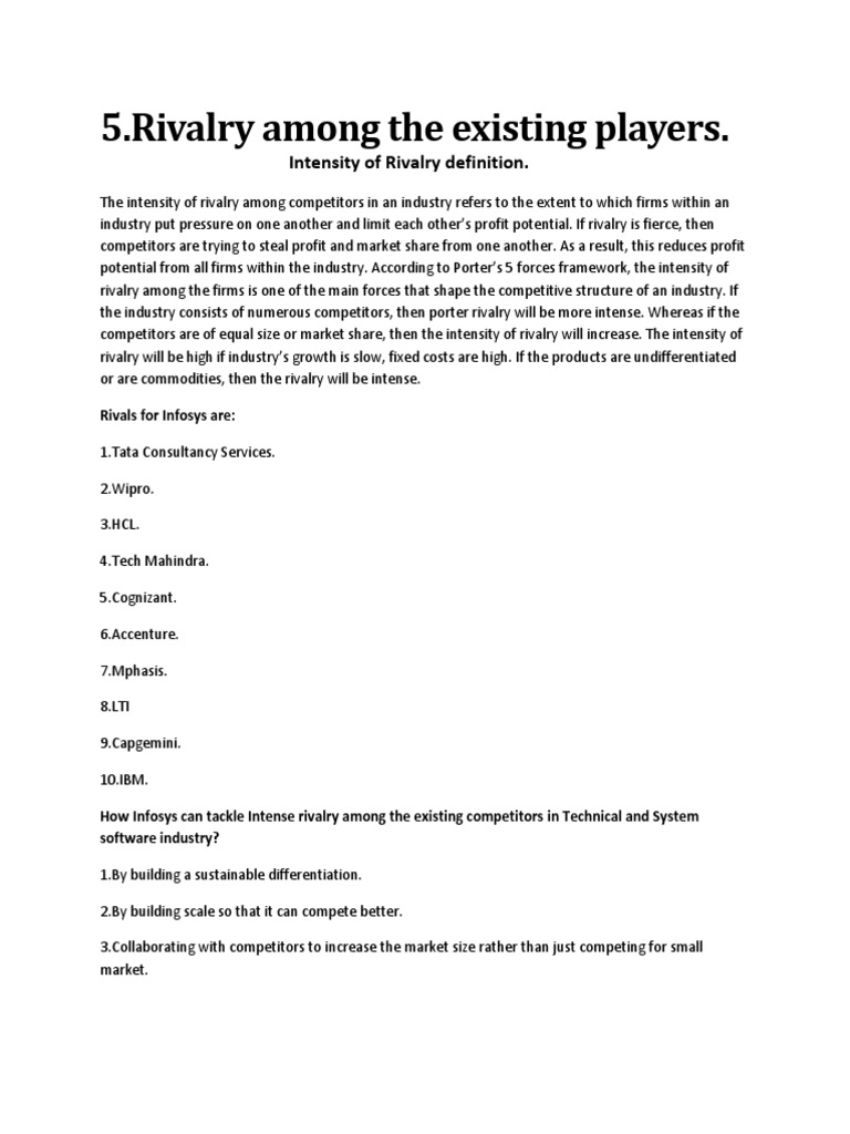 5.rivalry Among The Existing Players.: Intensity of Rivalry Definition ...
