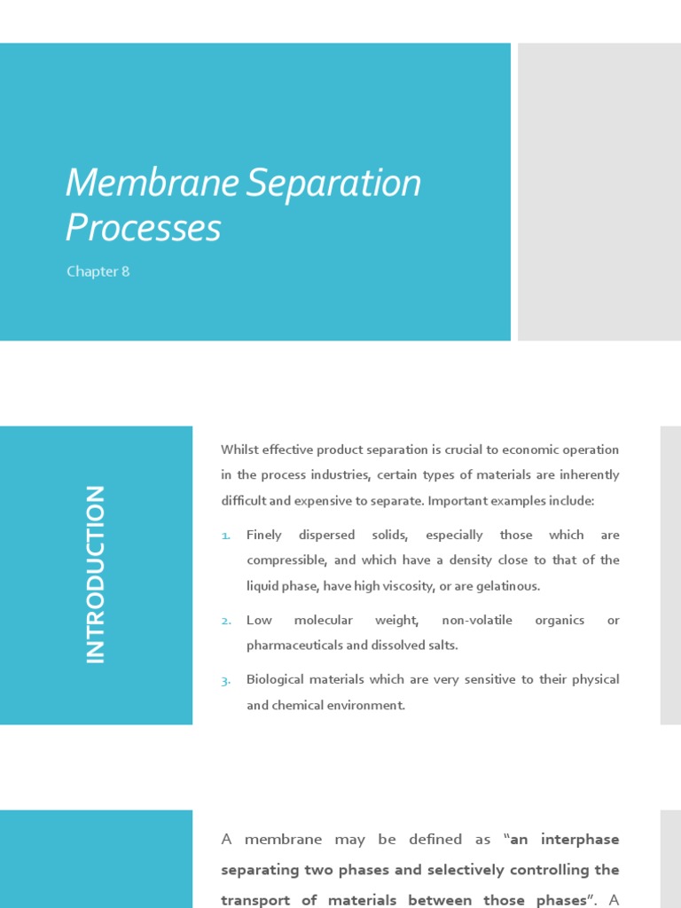 Membrane Separation Processes | PDF | Membrane | Separation Processes