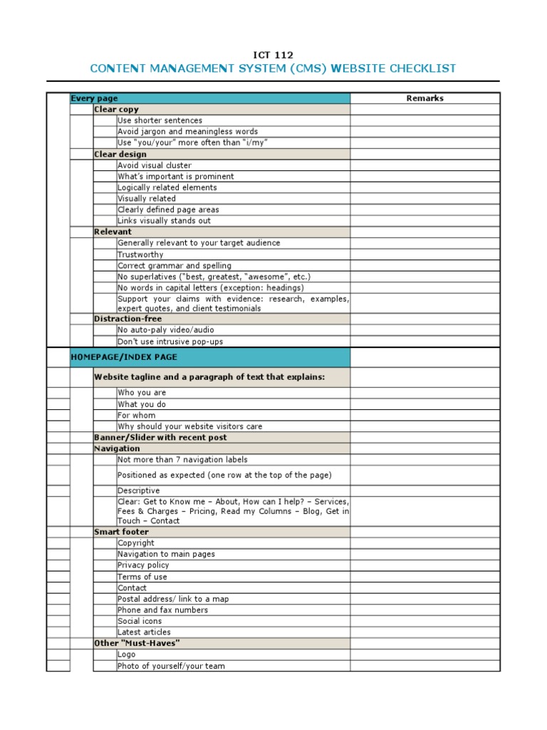 ICT Website Checklist | PDF | Educational Technology | Websites
