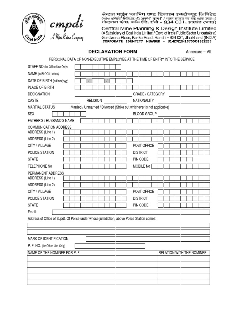 Annexure VII Declaration Form | PDF | Justice | Crime & Violence