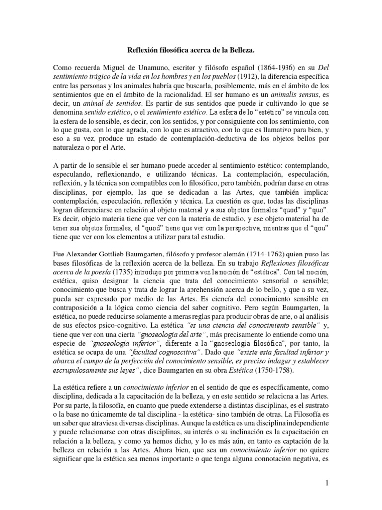 Reflexión filosófica acerca de la Belleza..docx | PDF | Estética | Belleza