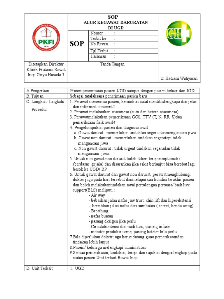 Sop Alur Kegawatdaruratan | PDF