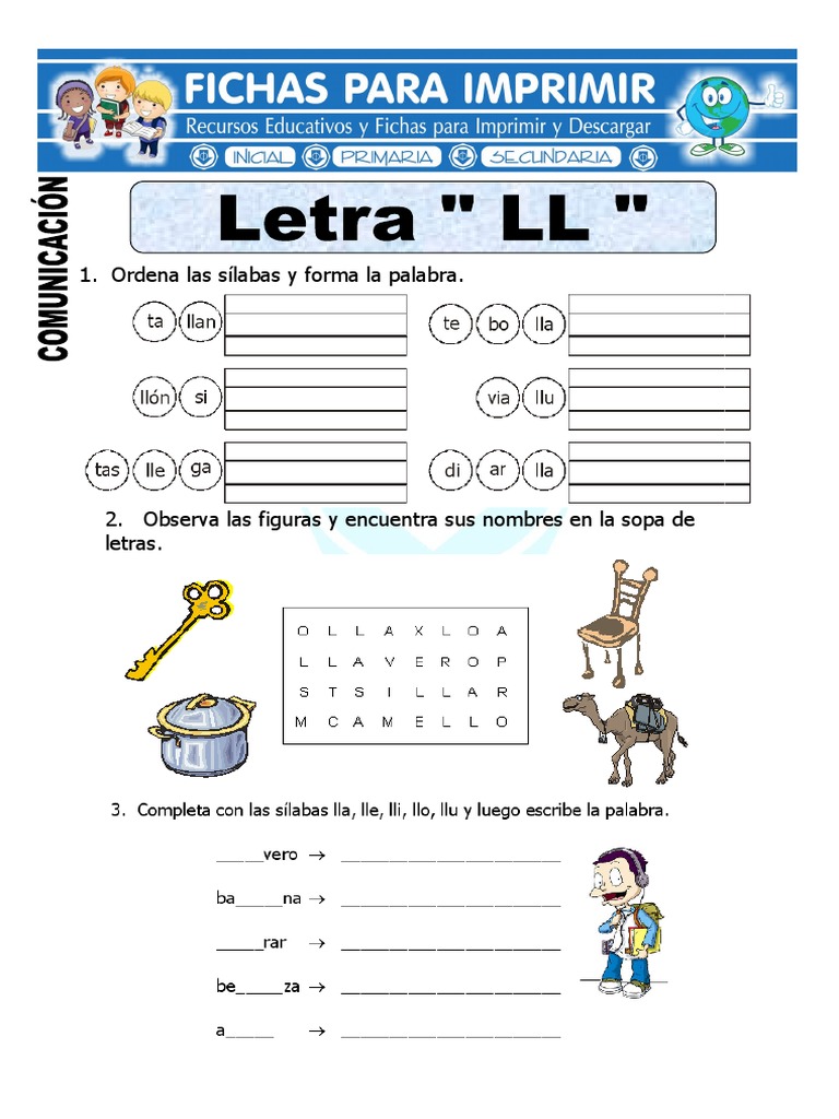 Hojas De Trabajo De La Letra Ll