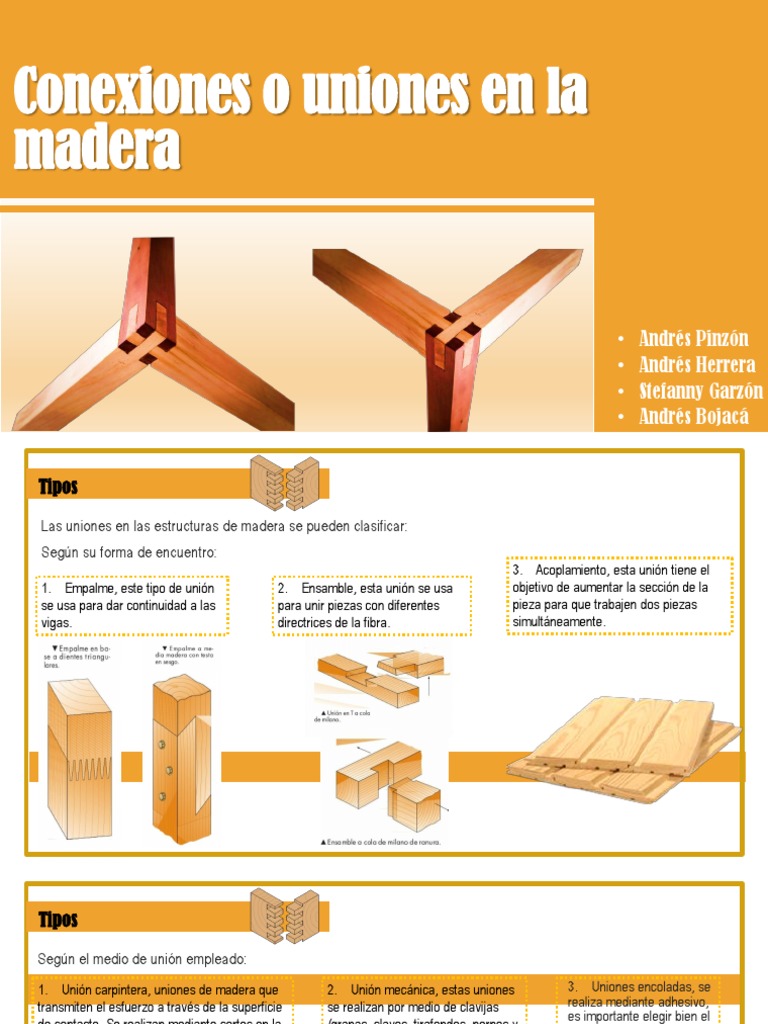 Tipos de uniones en estructuras de madera | PDF | Madera | Tornillo