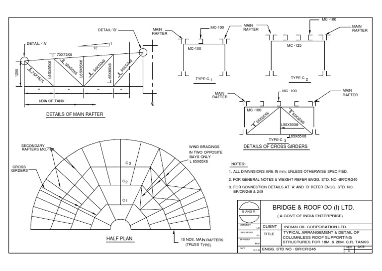18m Dia Rafter Drawing | PDF | Structural Engineering