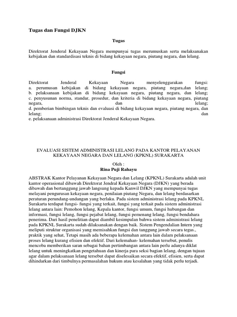 Tugas Fungsi DJKN | PDF