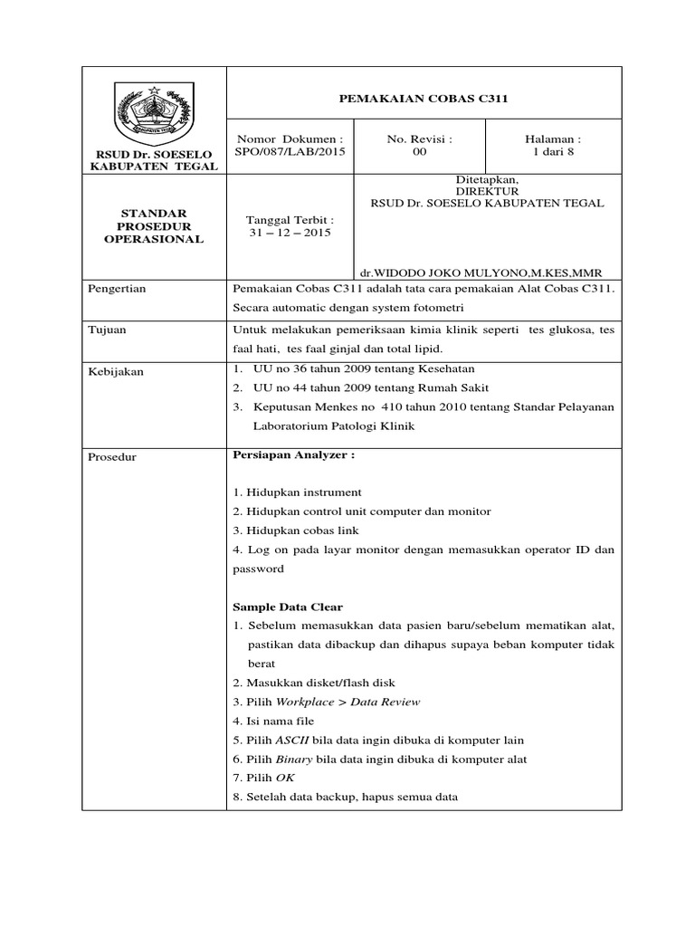 Pemakaian Cobas c311 | PDF