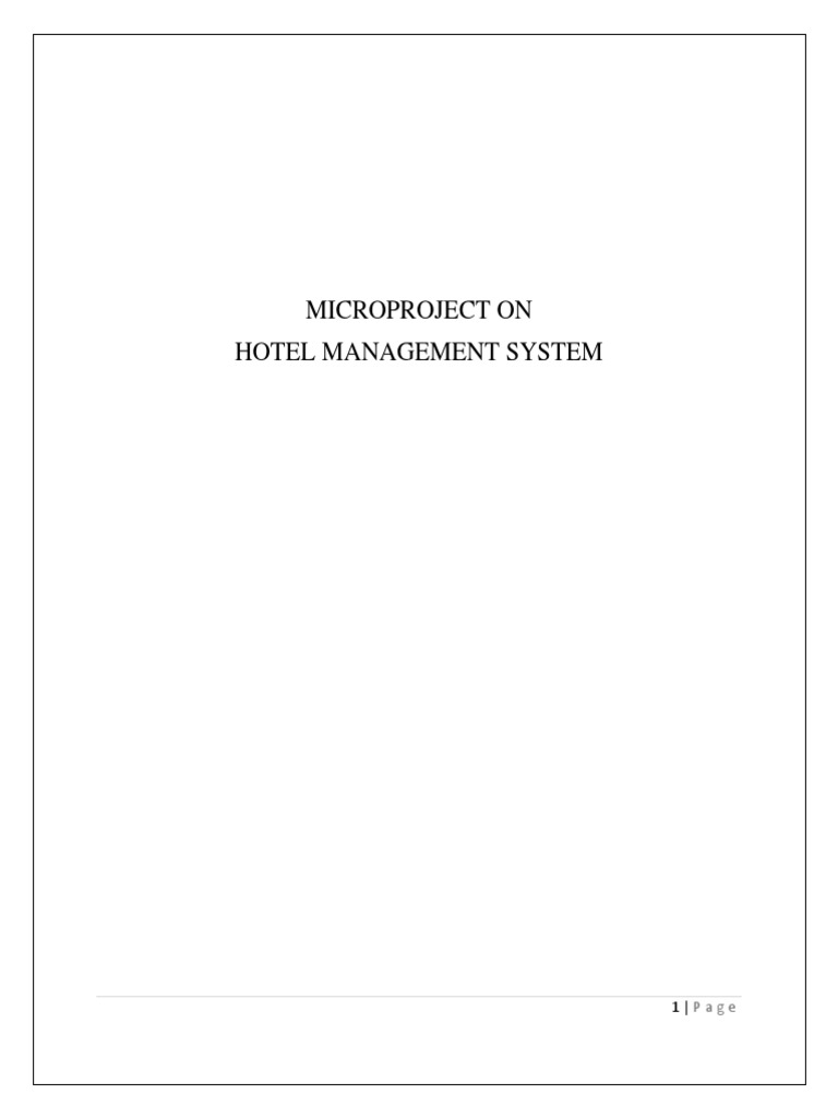 Microproject On Hotel Management System Pdf Banks Method 0827