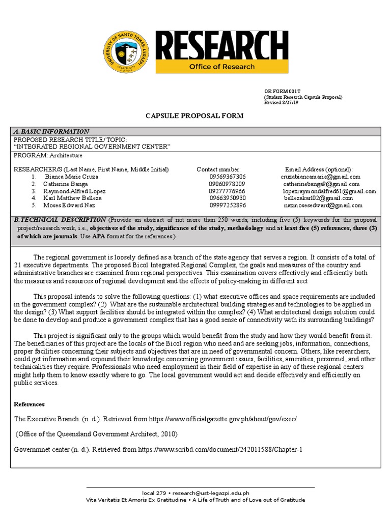 Capsule Proposal Form: A. Basic Information | Download Free PDF ...