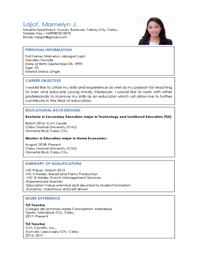 Curriculum Vitae Sample | PDF