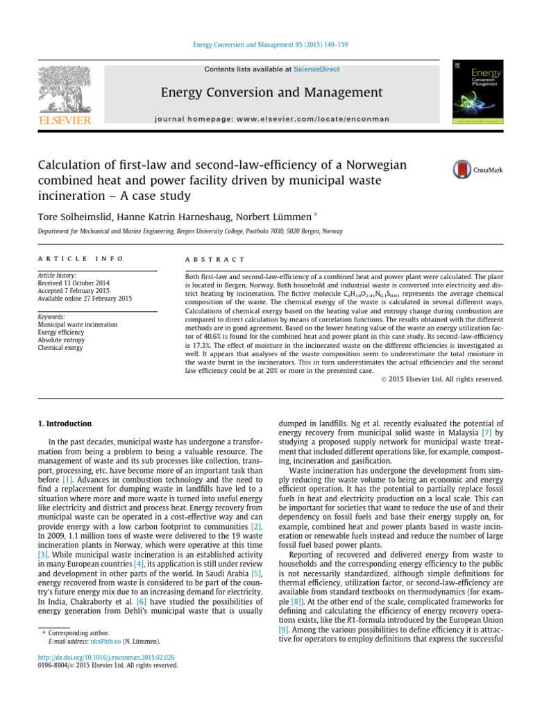 Calculation of First-Law and Second-Law-Efficiency | PDF | Exergy ...