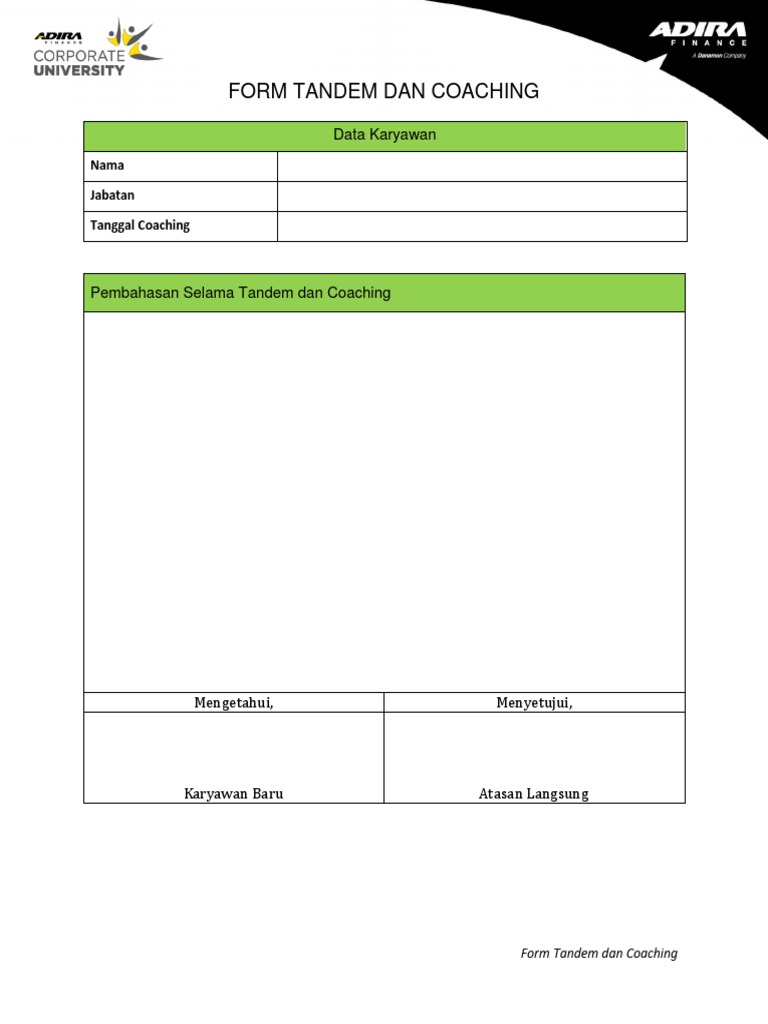 Form Tandem Dan Coaching-1 | PDF | Karier & Perkembangan