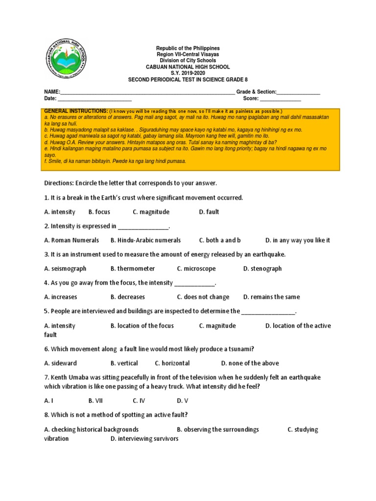 Second Grading Science 8 | PDF | Earthquakes | Meteoroid
