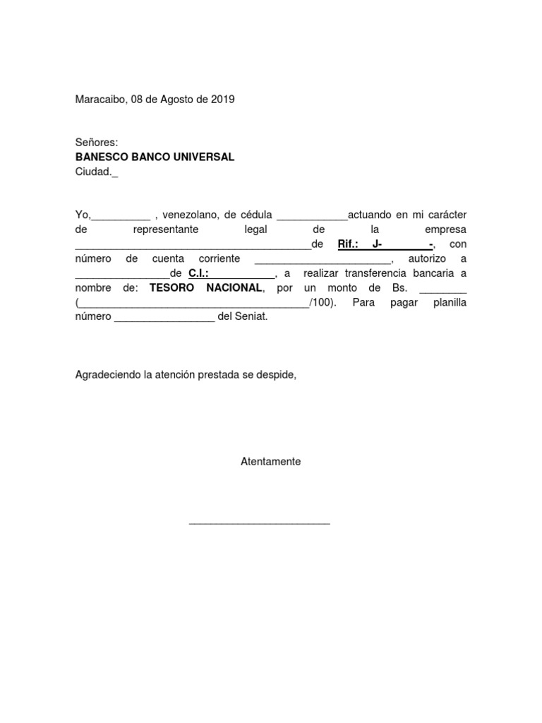 Carta Solicitud Cheque de Gerencia | PDF