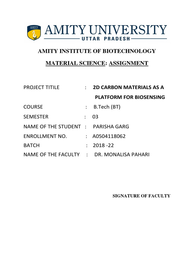 Material Science Project | PDF | Biosensor | Graphene