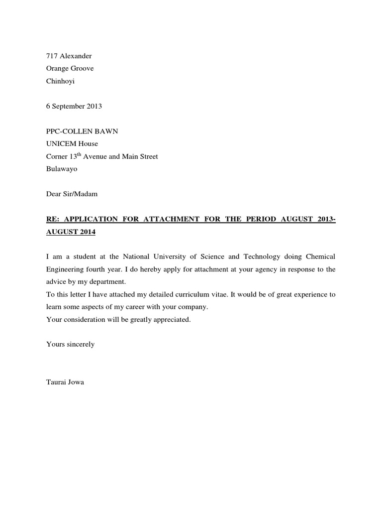 Re: Application For Attachment For The Period August 2013-AUGUST 2014 | PDF