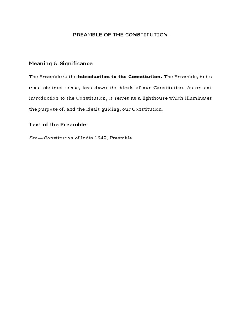 Preamble of The Constitution | PDF | United States Constitution ...