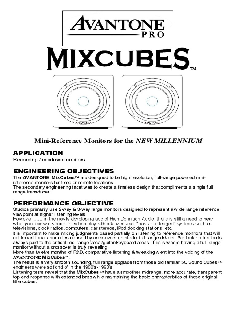 Passive MixCubes Manual PDF | Download Free PDF | Loudspeaker | Microphone