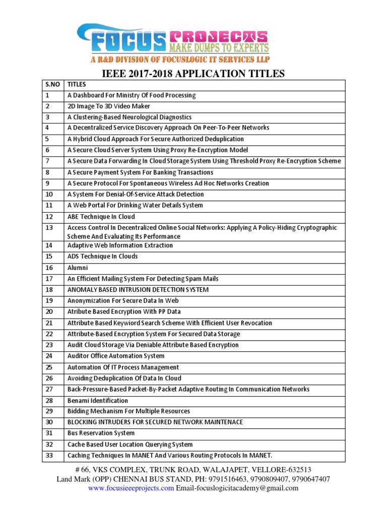 Application Titles 2017 | PDF | Load Balancing (Computing) | Cloud ...