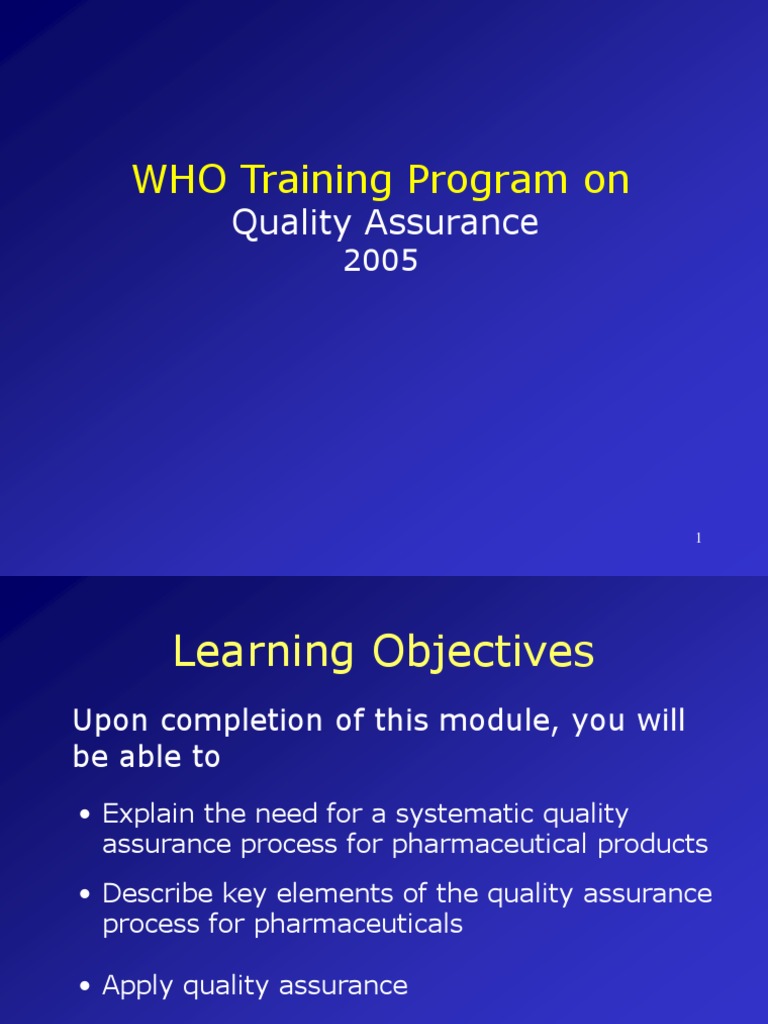 Dr. Masoom 1 - Intro of QC & QA - WHO-Quality Assurance | PDF | Quality Assurance | Verification ...
