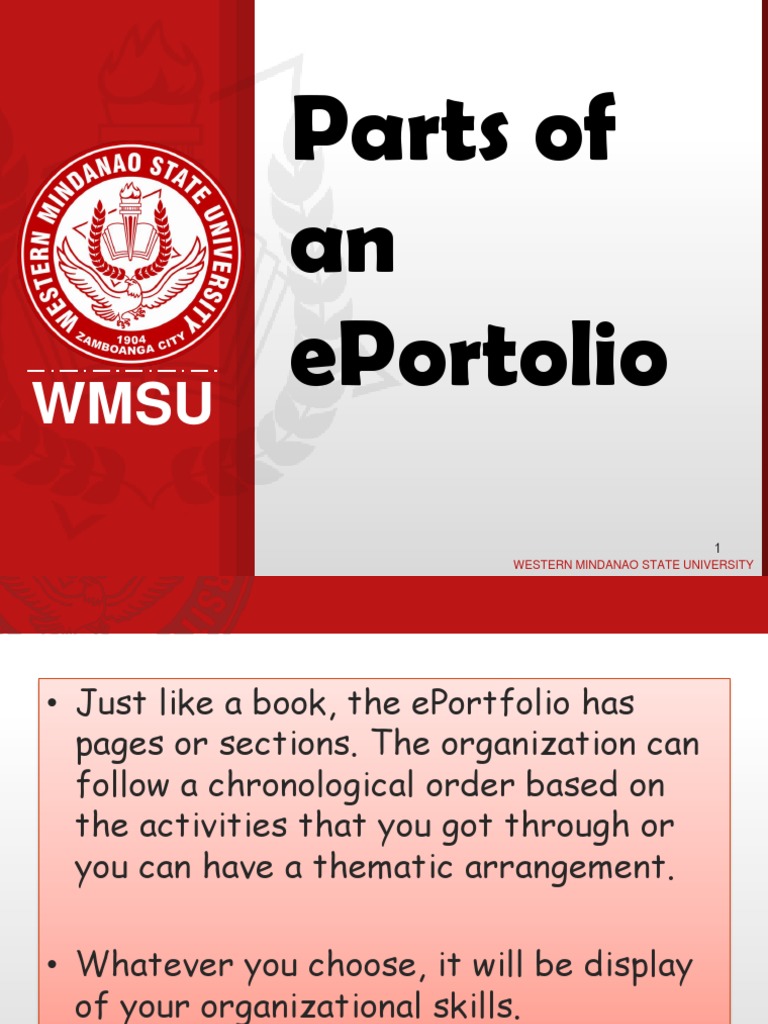 Parts of An Eportolio: Wmsu Wmsu | PDF