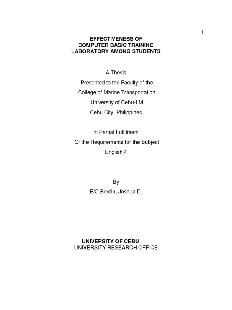 Effectiveness of Computer Basic Training Laboratory Among Students ...