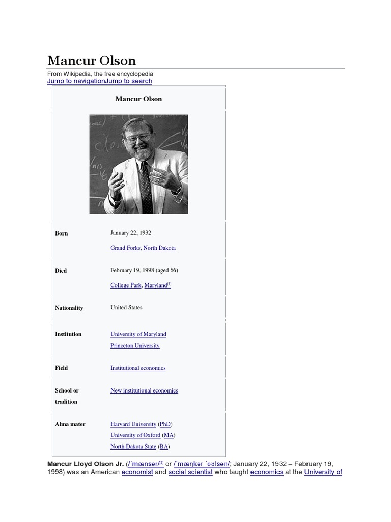 Mancur Olson Pdf Public Sphere Economics