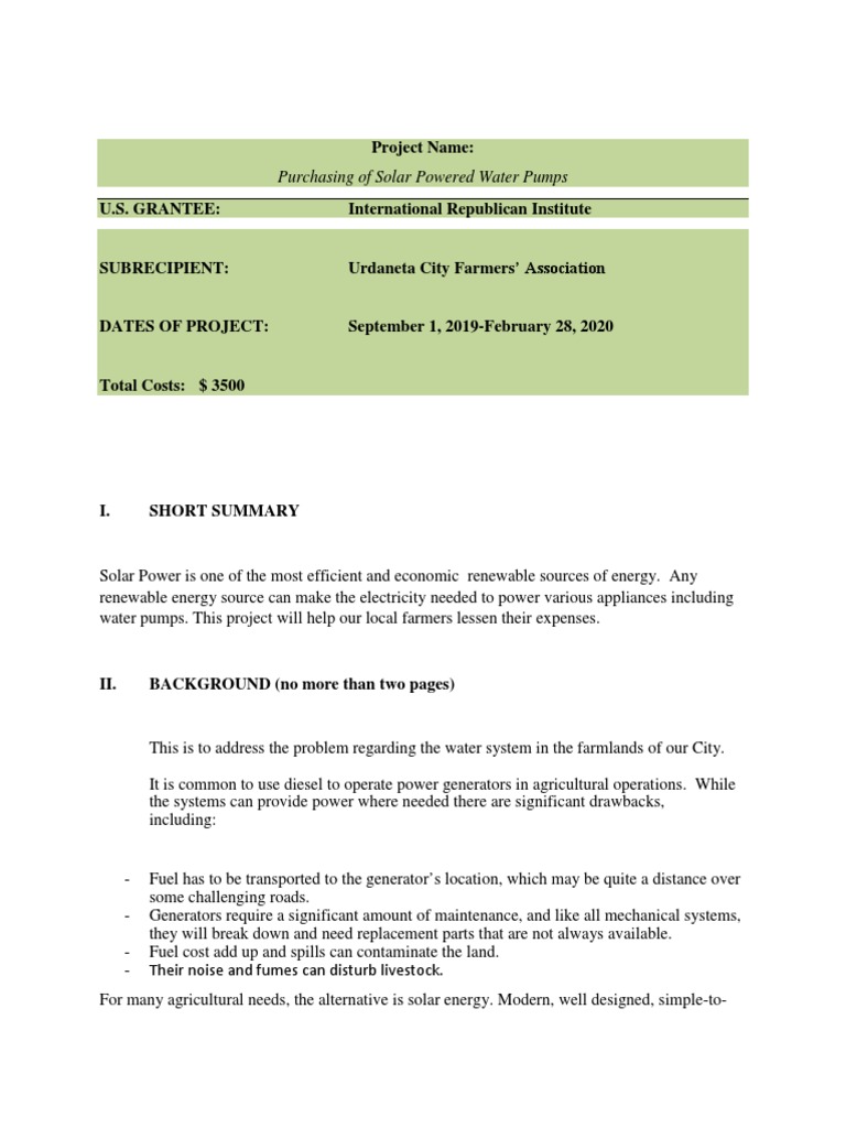 2019 Community Projects Proposal | PDF | Solar Power | Energy Development