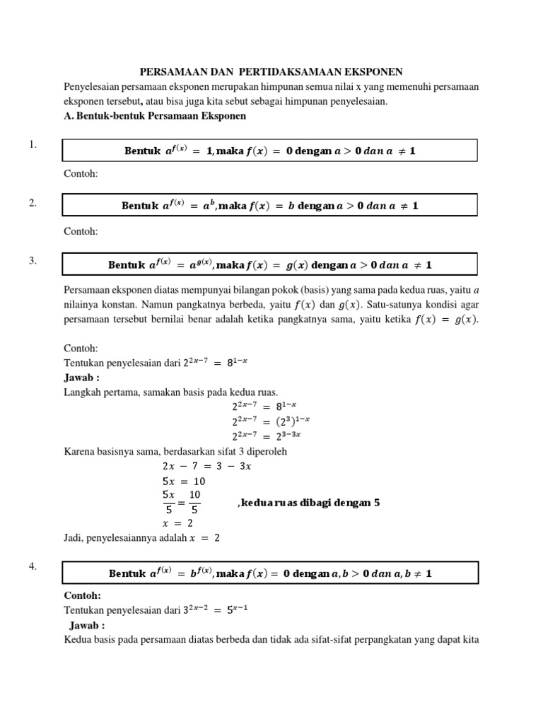 Materi Persamaan Eksponen PDF | PDF