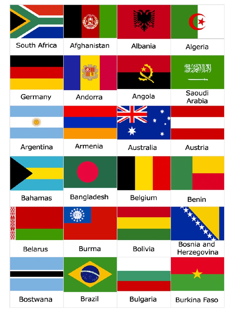 Printable Memory Game Countries Flags | PDF