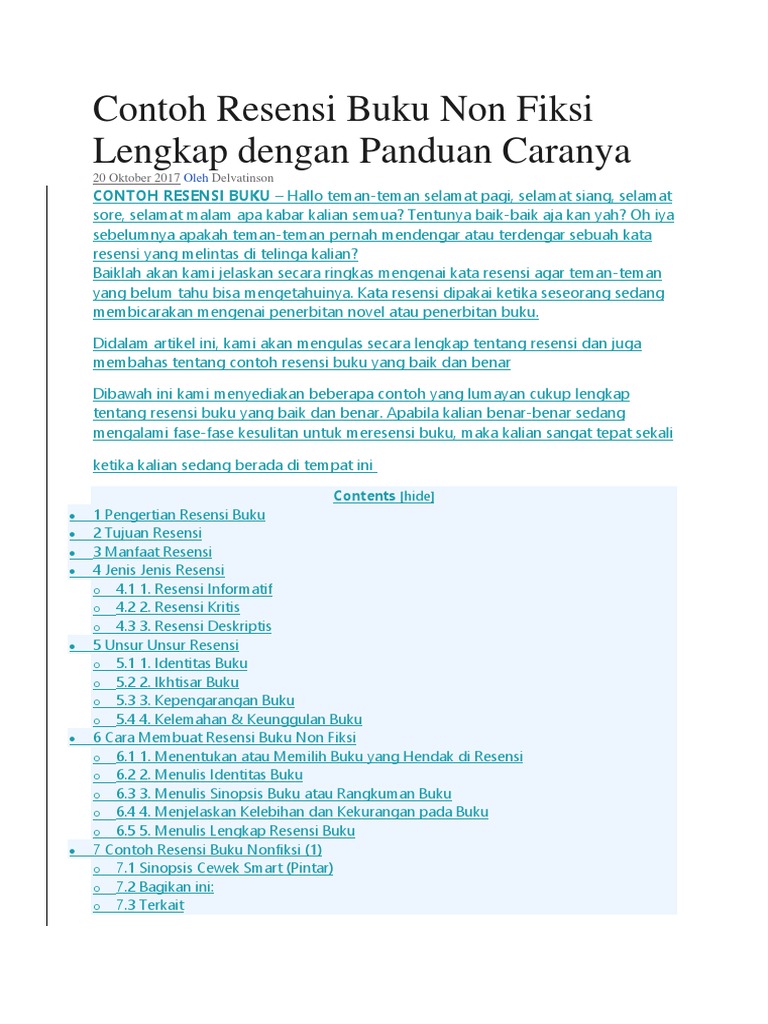 Panduan Lengkap Resensi Buku Non Fiksi | PDF | Pengembangan Diri | Fiksi Umum